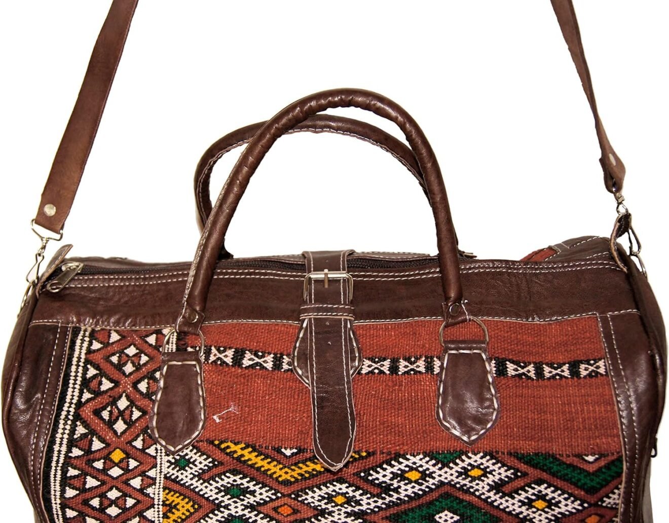 Moroccan Large Luggage Handmade Leather Duffle Bag – Unisex