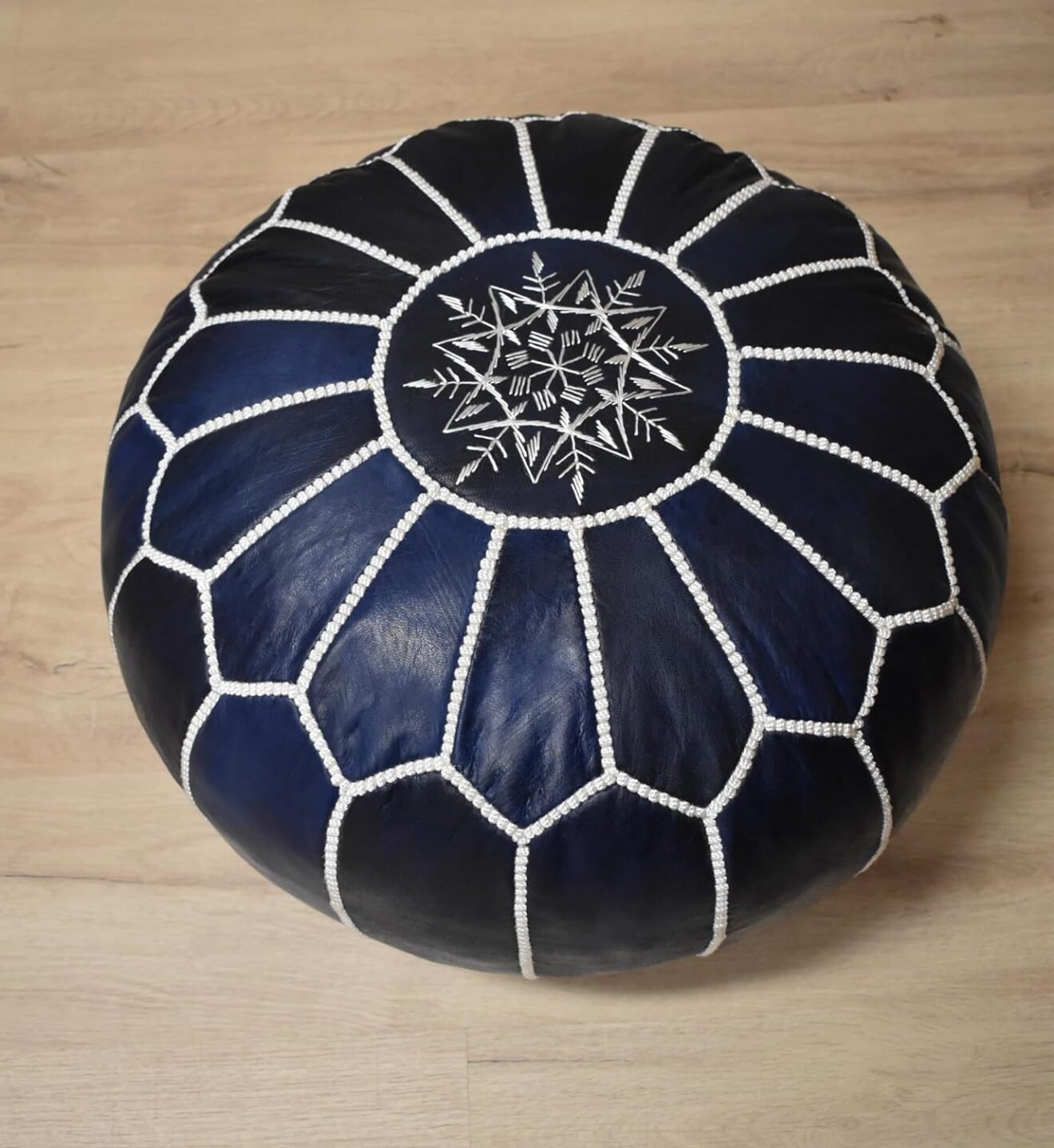 Handmade Moroccan Leather Pouf -Delivered Stuffed, Footstool